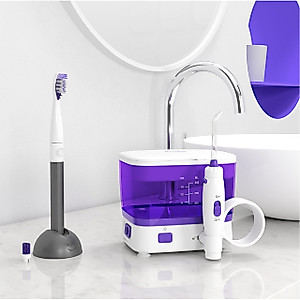 SmileDirectClub Space Saver Countertop Water Flosser – Large Capacity Water Reservoir, 120 Seconds of Flossing Time, Cordless, Rechargeable, Oral Irrigator with 5 Modes, Travel Case and 2 Flosser Tips