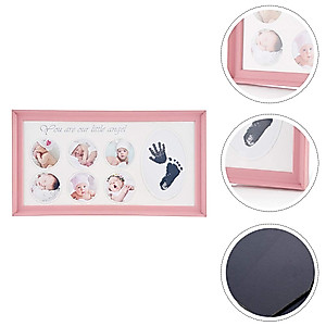 KESYOO 1pc Footprint Mud Photo Frame Baby Footprint Picture Frame Toddler Milestone Picture Frames Kids Memory Photo Frame Baby Footprint Frame Wood-Based Panel Souvenir Printing Newborn
