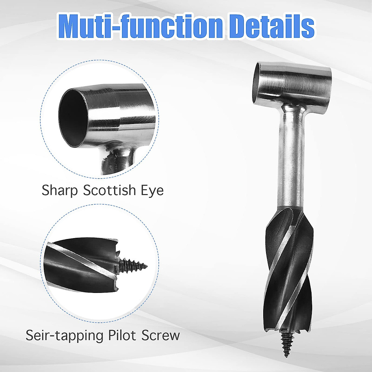 Esplorilo Bushcraft Hand Auger-Survival Tools Bushcraft Tools Settlers Wrench Survival Gear and Equipment Outdoor Scotch Eye Wood Drill Bit for Bushcraft Backpack and Camping, Silver