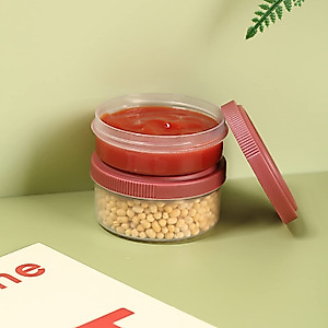 MANMAOHE 12PCS Leakproof Condiment Containers with Lids, 6PCS 2.5oz + 6PCS 1.7oz, Plastic Salad Dressing Container to go, Reusable Sauce Cups, Small Food Storage Containers for Picnic Travel