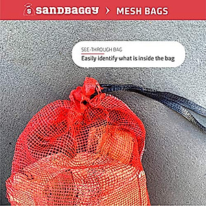Sandbaggy Mesh Onion Produce Bags | Large 18" x 30 Inch Bags | 50 lb Capacity | Breathable Fabric | Great for Packaging Produce & Fruit (Pack of 10)