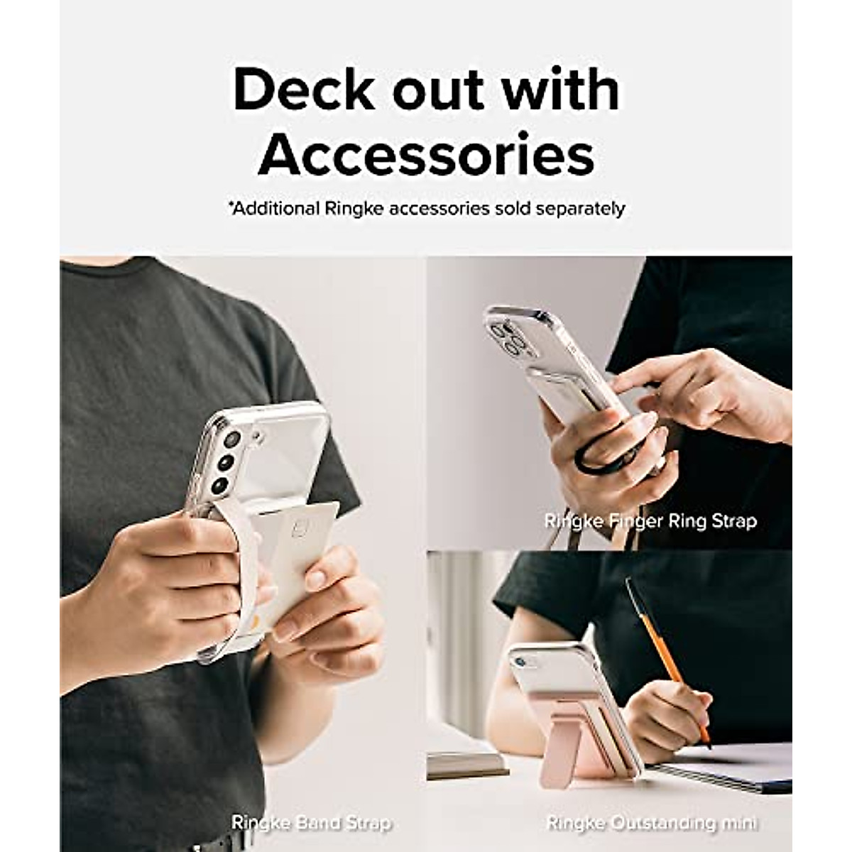 Ringke Magnetic Side Slot Card Holder for Phone Case, Business Card Holder for Back of Phone, ID Credit Card Wallet Compatible with Magsafe, and iPhone 14, 13, 12, Pro Max Mini - Clear Mist