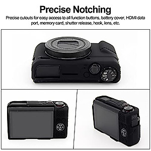 Easy Hood G7X Mark II Case G7X Mark III Case G7X Camera Silicone Case,Soft Silicone Protective Cover for Canon Powershot G7X Mark III DSLR Camera(Black)