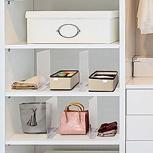 2 PC Shelf Dividers for Closets, Clear Acrylic Shelf Dividers for Wood Closet, Closet Shelf Organizer Divider and Separator for Storage, Sturdy and Fits all types of wood closets and shelves