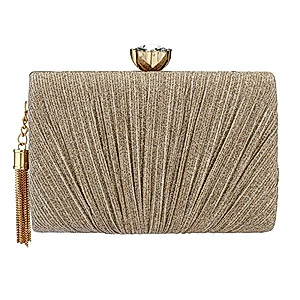 Rkrouco Women's Evening Bag Sparkle Sequin Evening Handbag,Lady Party Wedding Clutch Purse for Wedding Parties.(Gold)