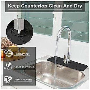 3 Pack Faucet Splash Guard Mat for Kitchen Sink, Silicone Faucet Handle Drip Catcher - Sink Tray, Water Backsplash Catcher Kitchenguard Mat Sink Protector for Bathroom & Kitchen Sink Accessories