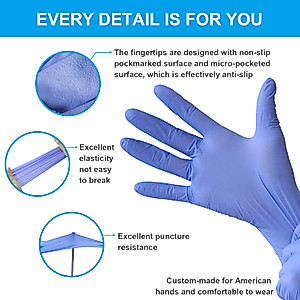 FINITEX Nitrile Disposable Medical Exam Gloves - Ice Blue 3.2 mil Powder-free Latex-Free Gloves 1000 PCS Examination Home Cleaning Food Gloves(Small)