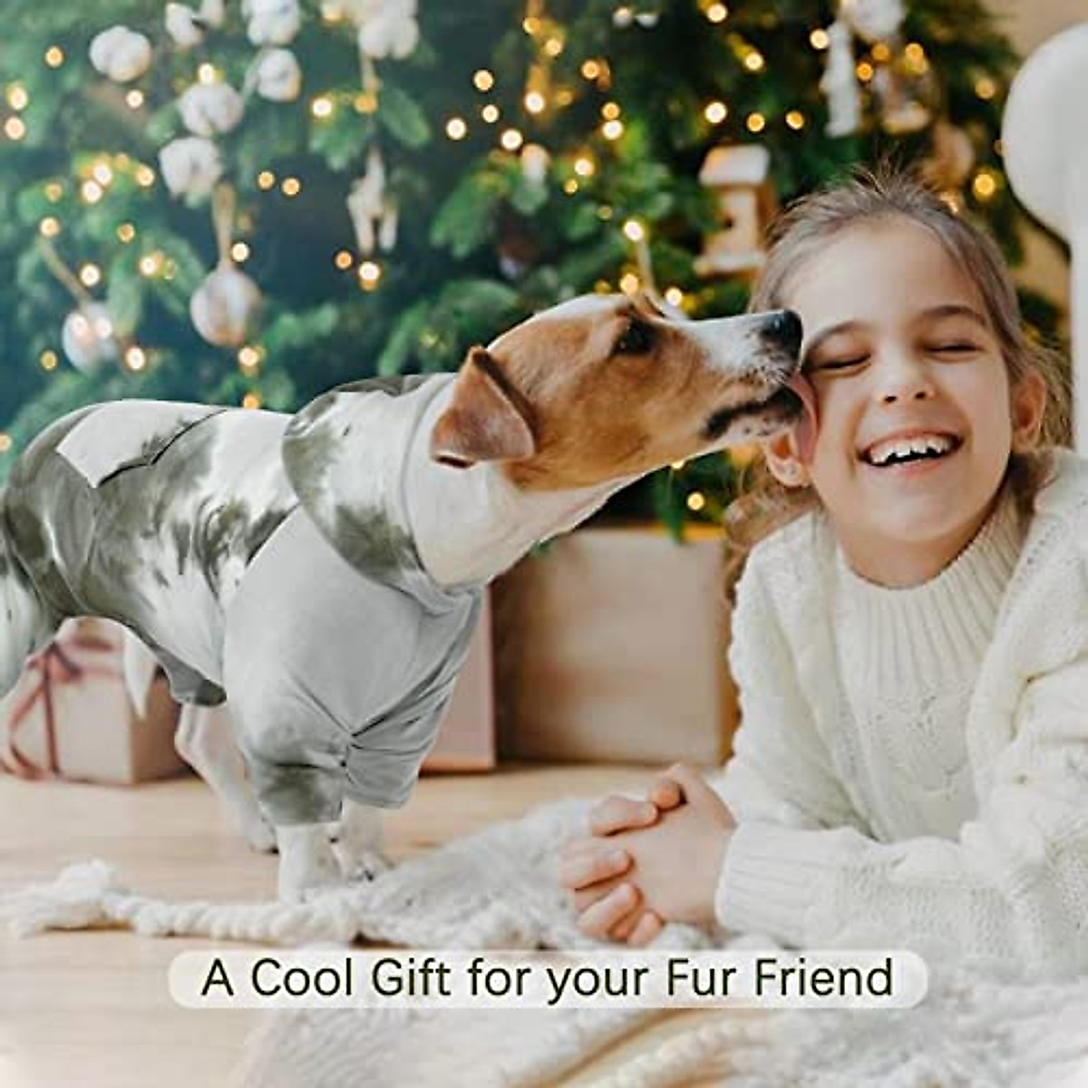 Kuoser Dog Pajamas, 4 Legs Tie-Dye Dog Clothes for Cold Weather, Lightweight Puppy Hoodie Pet Sweatshirt Doggie Hooded Outfits Warm Pet Apparel Holiday Costumes for Small & Medium Dogs Cats XXS-XL