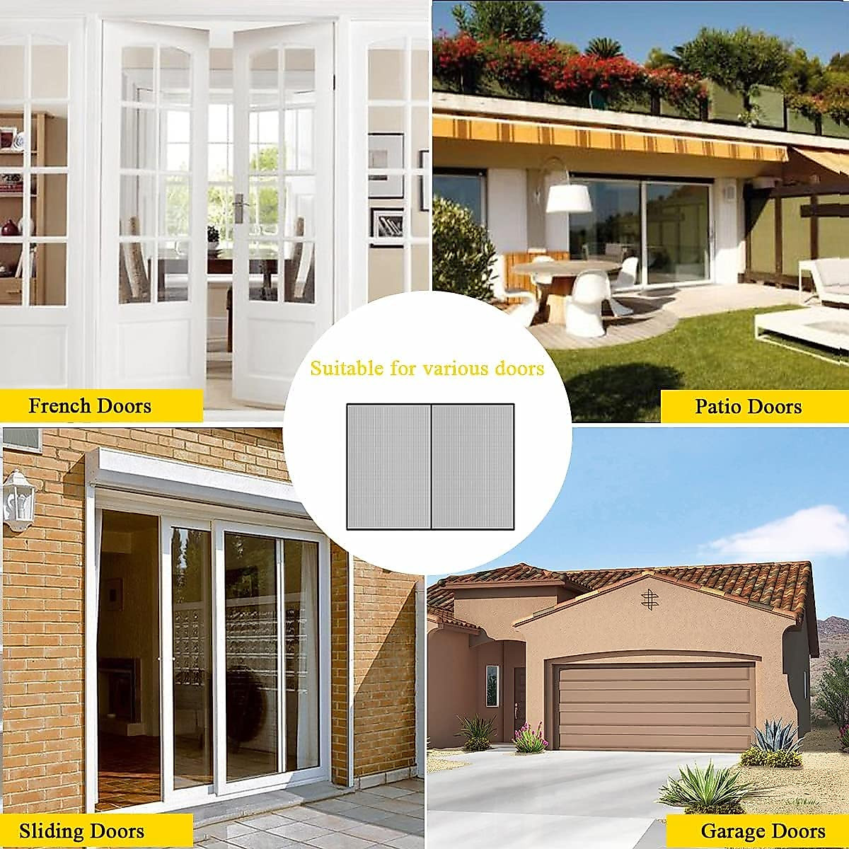 LIAMST Garage Door Screen for 18x8FT,2 Car Garage Doors- Reinforced Fiberglass Door Screen,Stronger High Energy Magnets ， Magnetic Screen Door