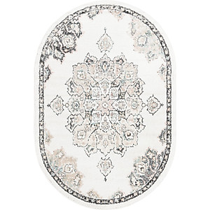 Unique Loom Parker Collection Area Rug - Kokulu (4' x 6' Oval, Ivory/ Beige)