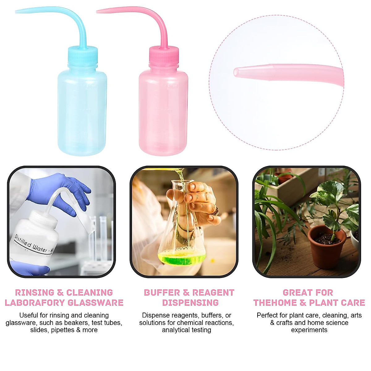 Aruicheng Wash Bottle 150ml Plastic Squeeze Bottle Safety Wash Bottles with Scale Labels Tattoo Wash Bottle Watering Tools Lash Water Bottle Squeezer 2 Pcs