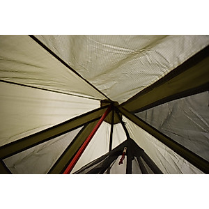 4 Person Teepee Hot Tent with Half Mesh and Fire Retardant Stove Jack Lightweight 6.8lb Height 7.2FT Teepee Tent Outdoor Camping Pyramid Tipi Tent (Brown Green)