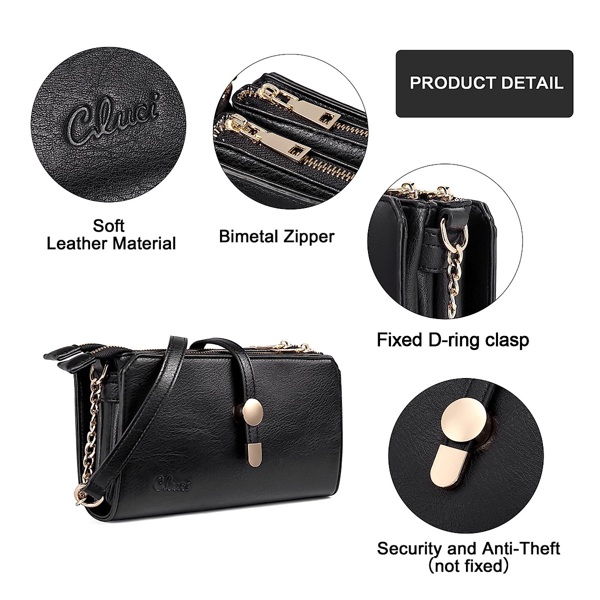 CLUCI Small Crossbody Bag for Women Clutch Handbag,PU Leather Shoulder Purse with Adjustable Strap