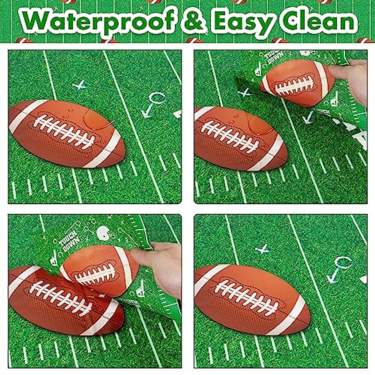 DECORLIFE 3 Pack Football Tablecloths, 108 x 54 Inch Football Themed Table Covers Football Party Decorations