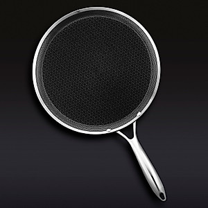 HexClad Hybrid Nonstick Griddle Pan, 12-Inch, Stay-Cool Handle, Dishwasher and Oven Safe, Induction Ready, Compatible with All Cooktops