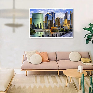 Jigsaw Puzzle 1000 Piece Chicago City Illinois Buildings Classic Puzzle DIY Kit Wooden Toy Unique Gift Home Decor