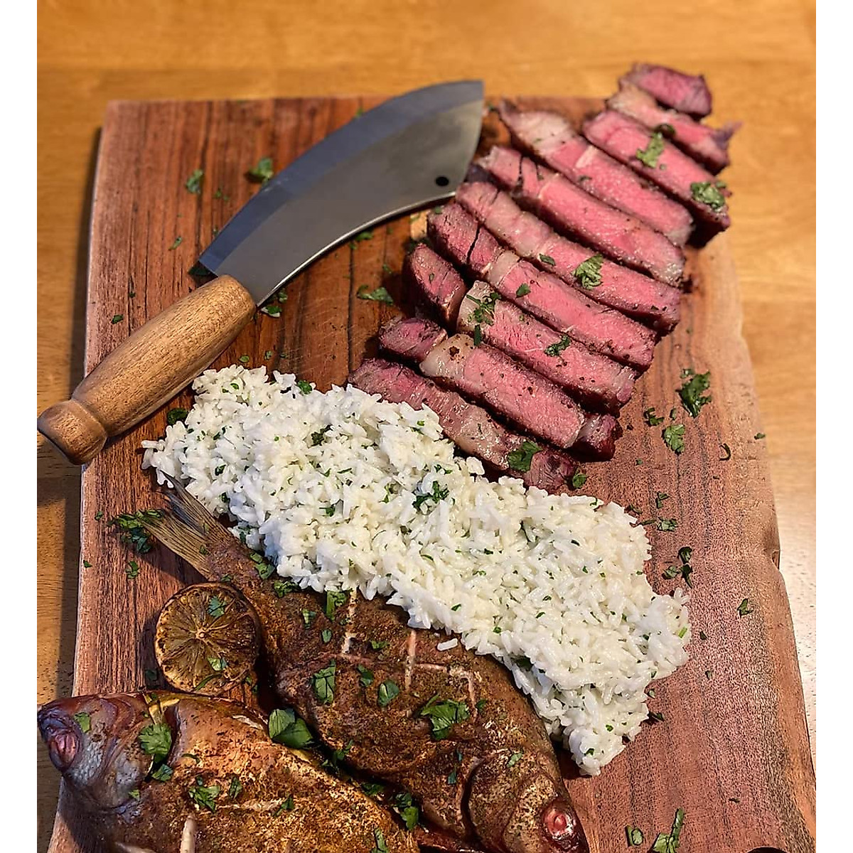 KOPALA Quality Kitchen Knife Razor Sharp Cleaver Knives for Cooking Camping Grill, German Steel Knife with Leather Sheath