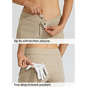 Willit Women's Golf Hiking Shorts 9" Quick Dry Athletic Long Summer Shorts Pockets Water Resistant Khaki 8