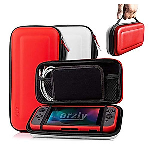 Orzly Carry Case Compatible with Nintendo Switch and New Switch OLED Console -Protective Hard Portable Travel Carry Case Shell Pouch with Pockets for Accessories and Games (POKE)