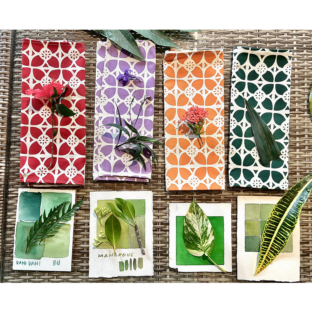 Handprinted Canvas Tote Bag, Reuseable Grocery Shopping Tote with Long Handles, Multipurpose, Sturdy 100% Cotton Canvas Shoulder Bag with Purple Fijian Tapa Print - Tabana Print, Purple