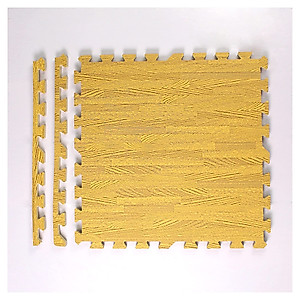 10PCS Interlocking Foam Tiles, Wood Grain Printed Floor Foam Mats with Border, Puzzle Flooring Mat for Home Playroom Basement, Waterproof Soft Crawling Mat(Size:60x60x1.2cm,Color:Light)