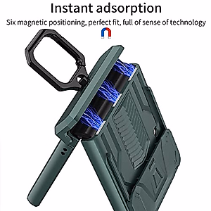 EAXER for Samsung Galaxy Z Flip 4 5G Case, Shockproof Cover with Hinge Protection Rugged All-Inclusive Slide Camera Lens Protection Ring Stand Phone Case Cover (Silver)