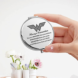 KEYCHIN Heroine Pocket Mirror Diana Fans Gift You are Braver Stronger Smarter Than You Think Heroine Compact Mirror (Heroine Mirror)
