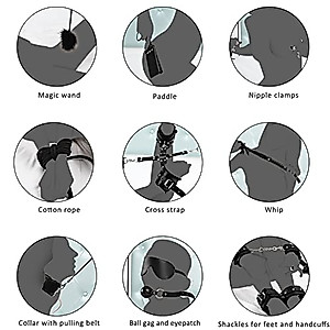 UTIMI Bondage for Sex 11 Pcs BDSM Leather Bondage Sets Restraint Kits for Women and Couples