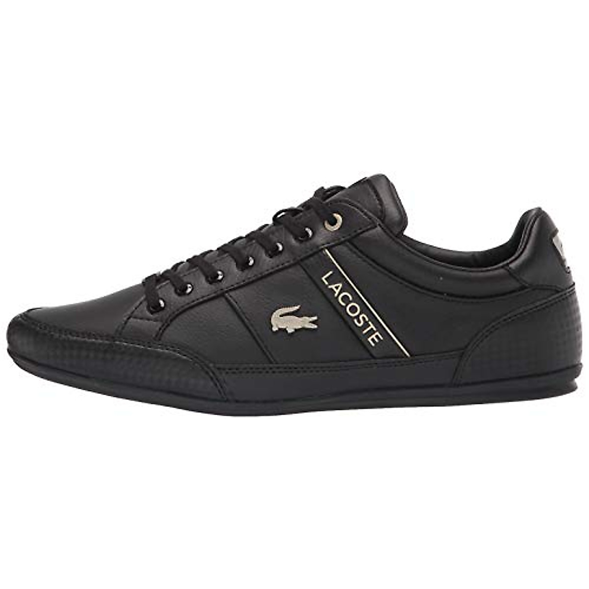 LacosteMensChaymon SneakerBlack/Black/Gold Leather8.5