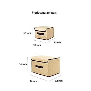 Fabric storage box with Lids 4 pieces beige Fabric Foldable Storage Box Bin with Lids Collapsible Clothes Storage Box Bin Dust proof Closet Storage Box