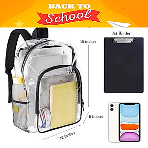 Fomaris Clear Backpack Heavy Duty Clear Bookbag Transparent Backpack See Through Plastic Bookbag for School, Work,Stadium,Travel,Security,Festival,College ( Black)