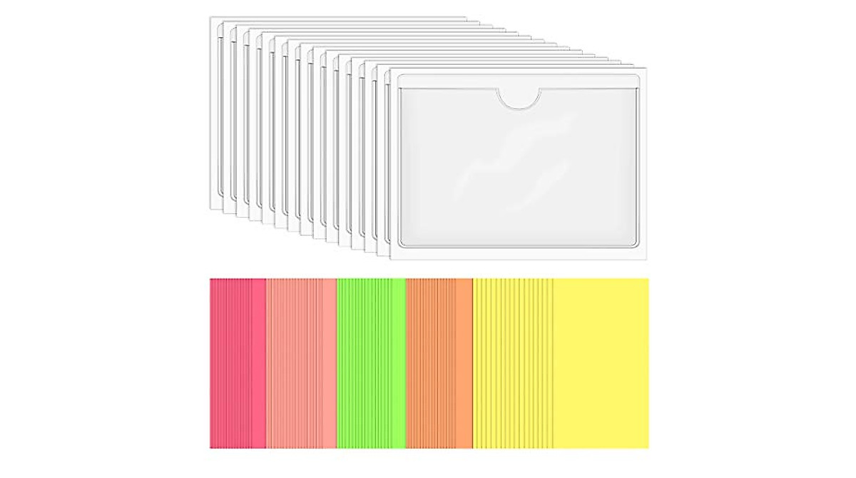 SKPPC 40-Pack Self-Adhesive Index Card Holders for Organization