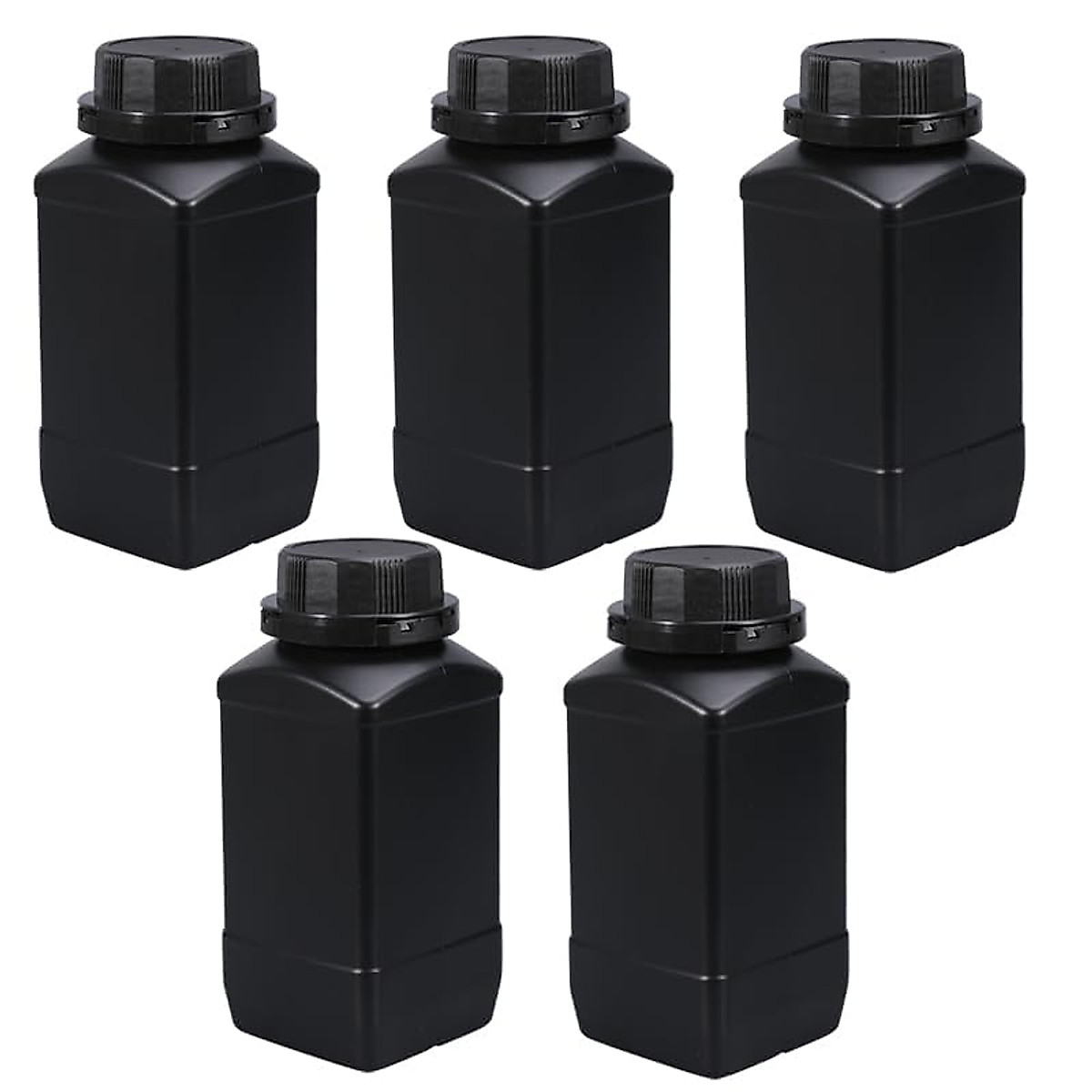 ASEVAT 34oz Plastic Lab Chemical Reagent Bottles, Square Sample Storage Container, Plastic Chemical Container Bottle with Anti-theft Cap, Wide Mouth Sample Sealing Storage Bottles (5Pcs)
