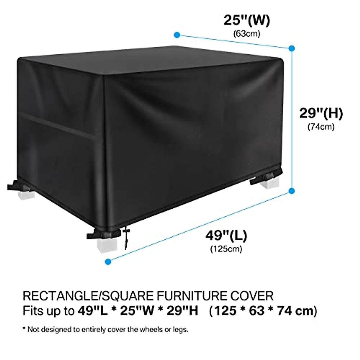 Patio Furniture Cover Waterproof Outdoor Table Chair Set Covers Outside Anti-Fading, UV Resistant Couch Storage Cover Black - 49 x 25 x 29 Inch