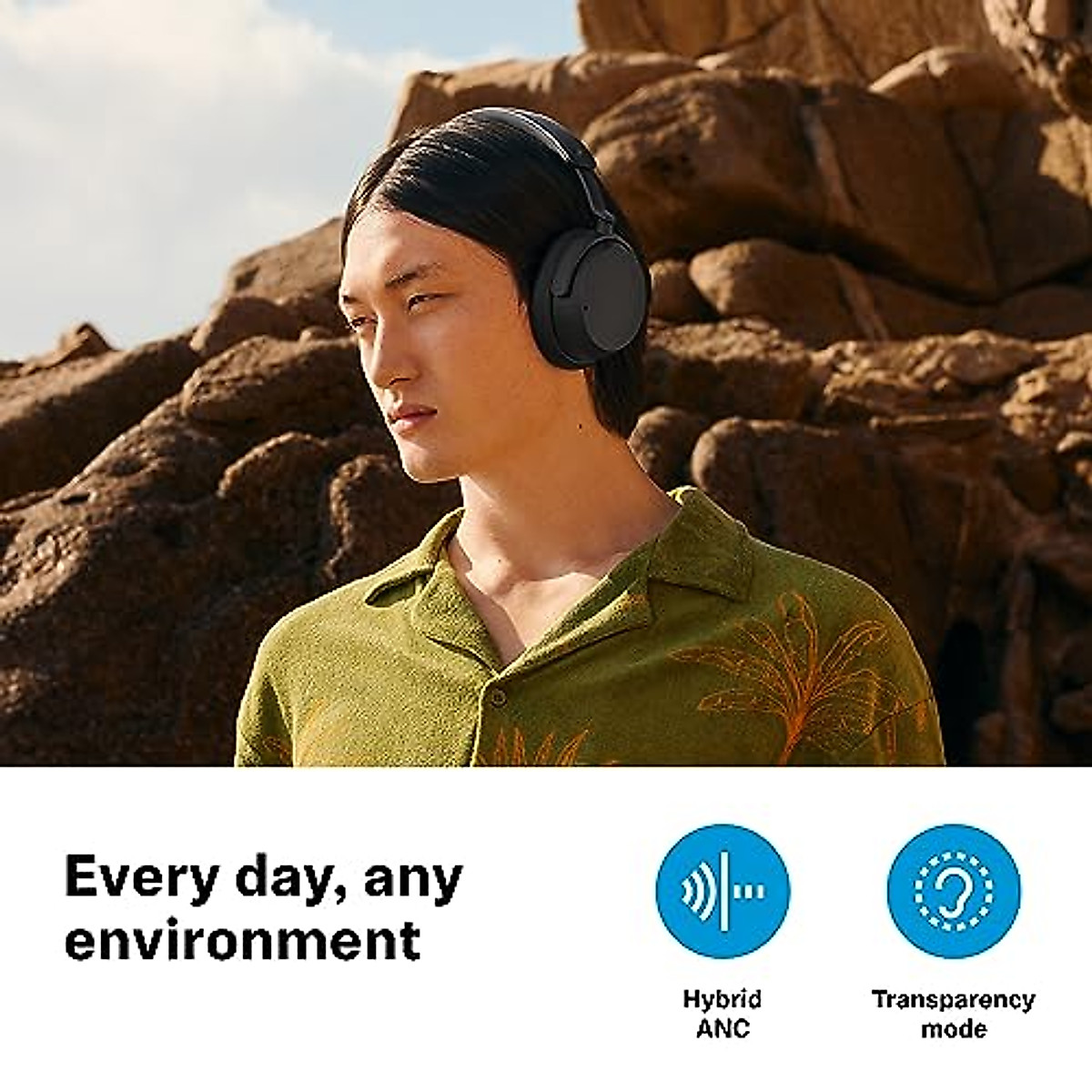 Sennheiser Consumer Audio ACCENTUM Wireless Bluetooth Headphones - 50-Hour Battery Life, Audio, Hybrid Noise Cancelling (ANC), All-Day Comfort and Clear Voice Pick-up for Calls, Black