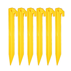 Hikemax 10 Pack Plastic Tent Stakes - 9 Inch Heavy Duty Beach Tent Pegs Canopy Stakes - Essential Gear for Camping, Backpacking, Gardening and More
