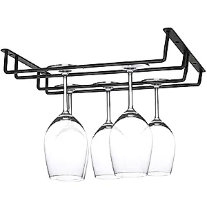 Wine Glass Shelf, Upside-down Home Goblet Iron Art Shelf, Wine Glass Hanging Storage Rack(Black)