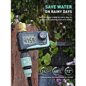 RAINPOINT Sprinkler Timer with Brass Swivel, Water Timer for Garden Hose, Programmable Hose Timer with Rain Delay/Manual Watering, Digital Irrigation Timer System for Lawns, 1 Outlet