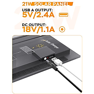 MARBERO Solar Panel 21W Foldable Solar Panel for Portable Power Station Solar Generator, iPhone, Ipad, Laptop, QC3.0 USB Ports & DC Output(3 Interchangeable Adapters) for Outdoor Camping Van RV Trip