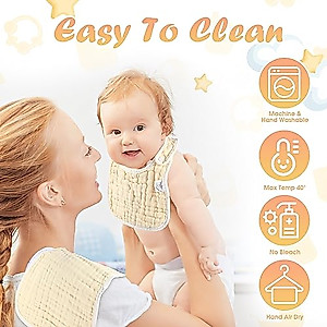 Ramede 12 Pack Muslin Baby Burp Cloth Baby Bibs Sets Drool Bandana Absorbent Soft Burping Cloth for Unisex Newborn Baby Girl Boy Toddlers Infants Teething Adjustable