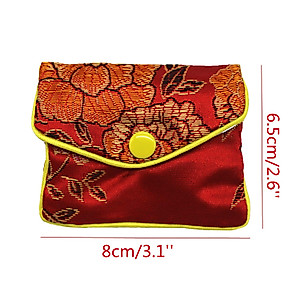 HAN SHENG 20 Pcs Embroidered Silk Jewelry Pouch Brocade Coin Purse Zipper Jewelry Pouch Gift Bags