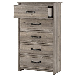 Ameriwood Home Bassinger 5 Drawer Dresser, Gray Oak