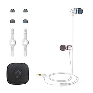 AMVR Noise Isolating Earbuds Earphones Custom Made for Meta Quest 2 VR Headset, with 3D 360 Degree Sound in-Ear Headphones and Earphone Silicone Holders (White)
