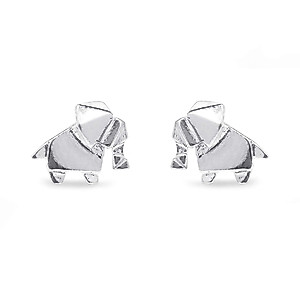 Boma Jewelry Sterling Silver Origami Elephant Stud Earrings