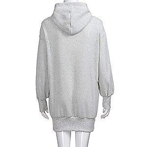 Women's Long Sleeve Loose Hooded Sweatshirt Casual Solid Drawstring Pullover Hoodies Top Blouse Winter Autumn