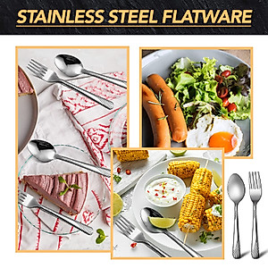 200 Pcs Dinner Forks and Spoons Silverware Set Heavy Duty Stainless Steel Flatware Cutlery Metal Included 100 6.7 Inch Forks and 100 6.7 Inch Spoons, Mirror Polished, Dishwasher Safe