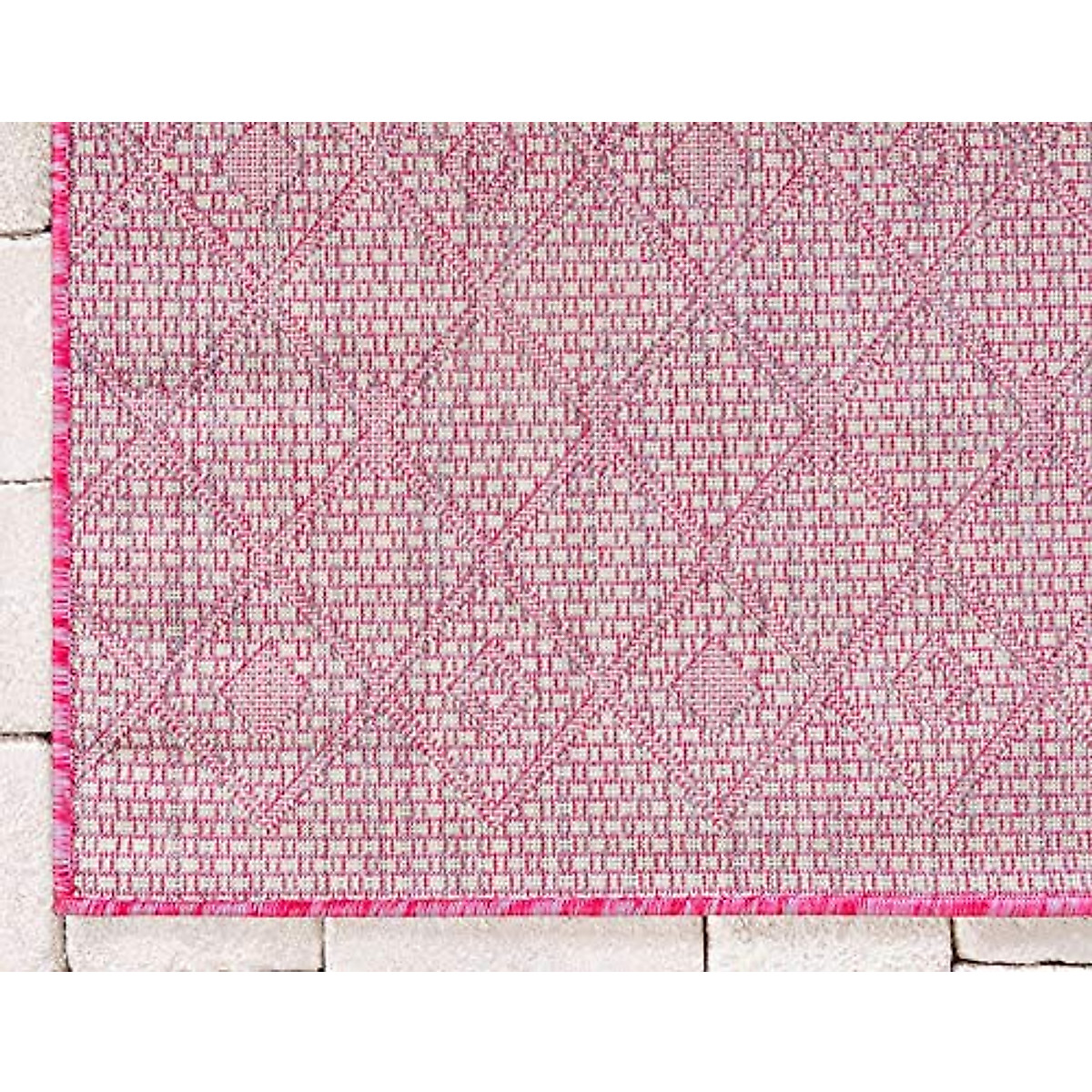 Unique Loom Outdoor Trellis Collection Area Rug - Tribal Trellis (4' 1" x 6' 1" Rectangle, Fuschia/ Gray)