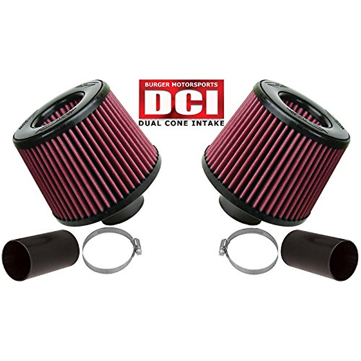 BMS Dual Cone Performance Intake compatible with N54 BMW 135 335 535 Z4 (RED FILTERS)