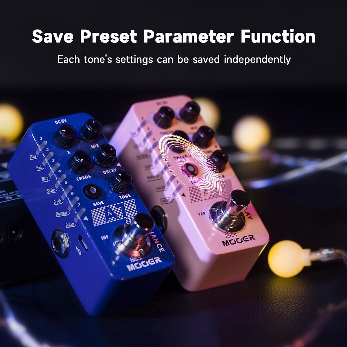 MOOER D7 Delay Guitar Pedal with 6 Different Delay Tape And 150s Looper Recording, Multi Asjustable Function, Surpport Tap Tempo, Trail On/Off, Storable Presets
