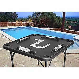 Bene Casa Black Domino Table, Premium Domino and Game Table/Professional-Grade Gaming Table, 38”x38” Table. Mesa de Domino Professional, Color Negro.